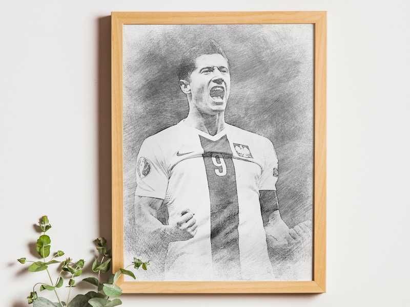 Unikalny RYSUNEK portret ze zdjęcia DUŻY A3 30x40 TANIO - LEWANDOWSKI ...