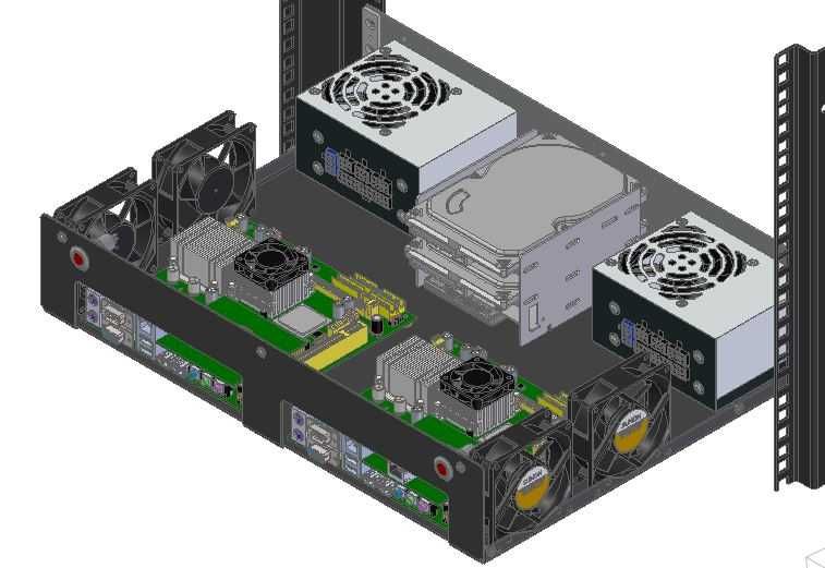 Obudowa serwerowa RACK 19 cali R-CASE 2 , 2 x mATX , 2x SFX 2xHDD 1SSD ...