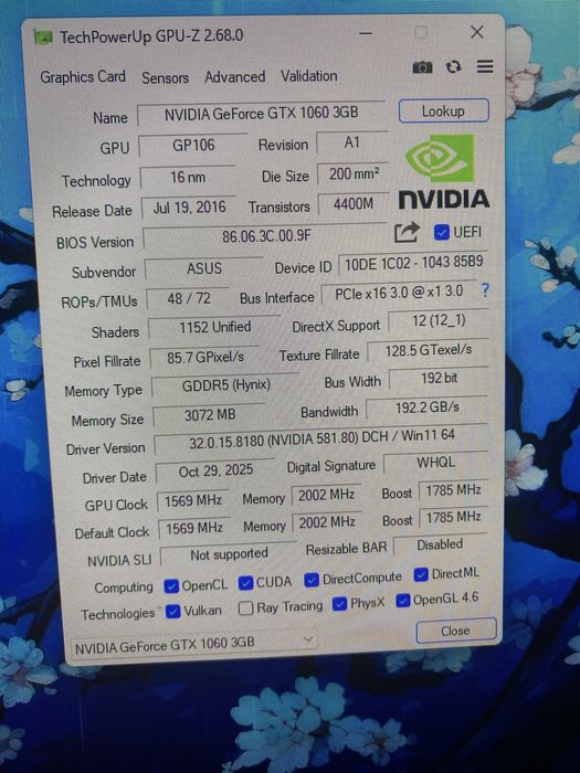 Gtx 1060 3gb asus dual ідеал: 1 900 грн. - Комплектуючі та запчастини ...