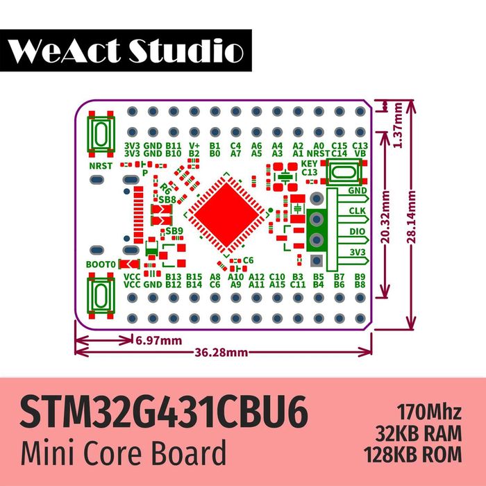 WeAct Studio STM32G431CBU6 CoreBoard плата отладочная STM32 оригинал ...