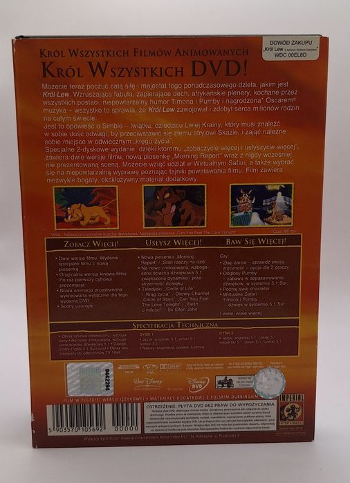 Płyta DVD Król Lew 2-dyskowe wydanie specjalne Walt Disney Poznań ...
