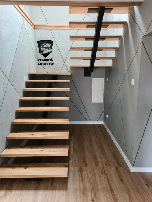 Schody stalowe, metalowe, nowoczesne, na belce,loft, samonośne półkowe ...