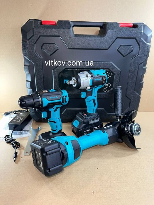 Набір Revolt 3в1 - Болгарка AG20/125, Гайковерт TW 20/350 та Шуруповер ...