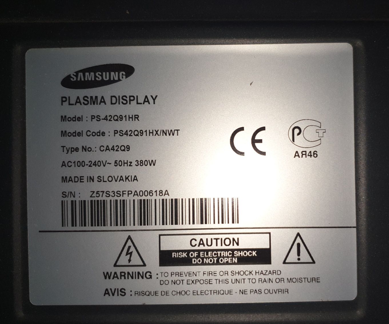 Телевизор Samsung плазма 42 диагональ: 3 500 грн. - Телевизоры Николаев ...