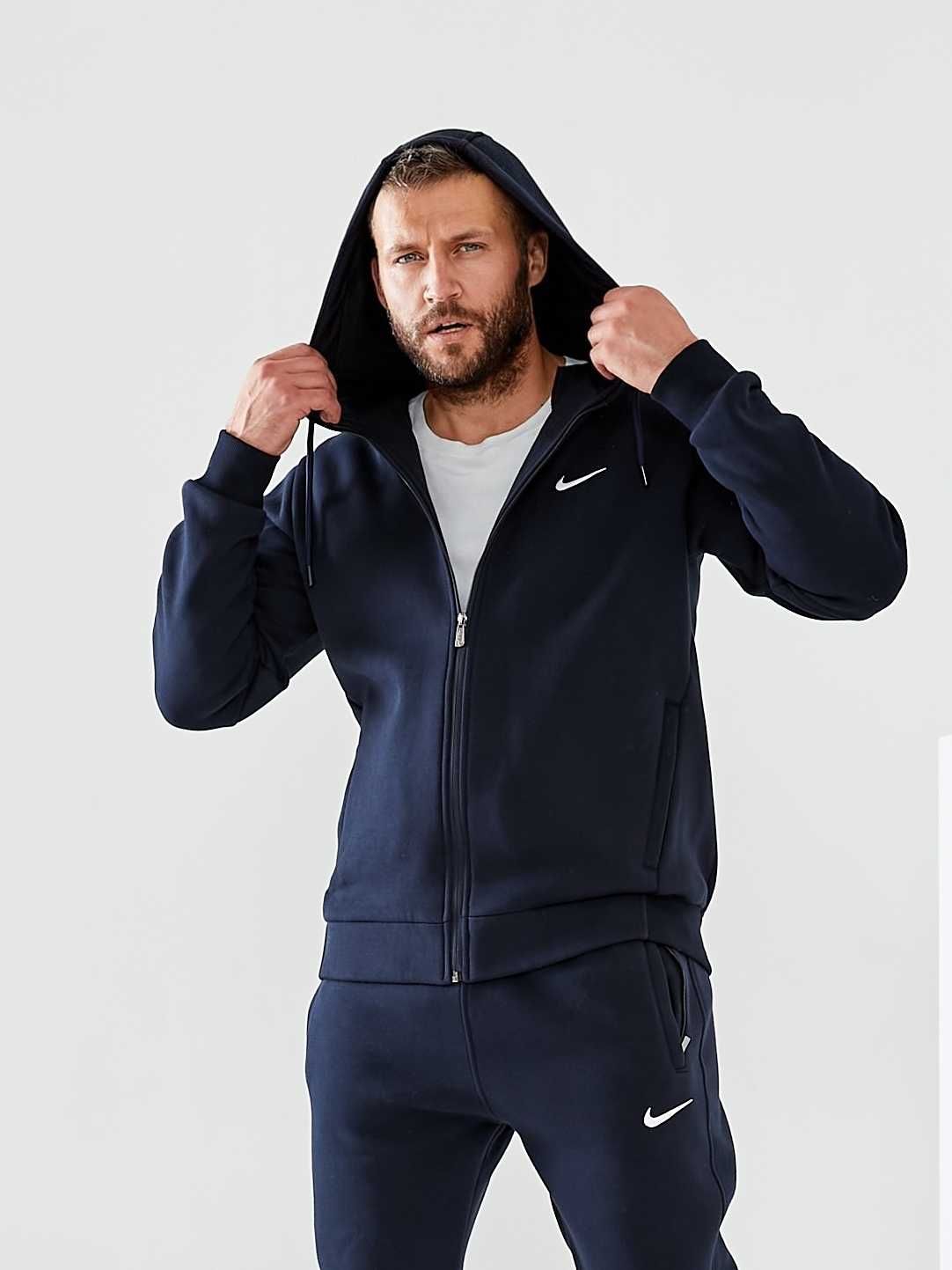 Зимовий чоловічий спортивний костюм Nike теплий з капюшоном Туреччина ...