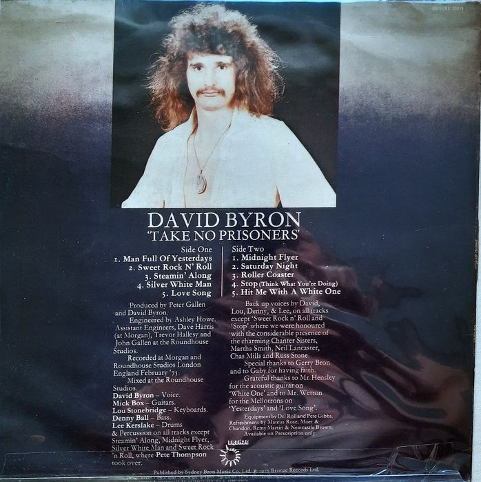 Продам редкую виниловую пластинку David Byron ‎–Take No Prisoners-1975: ...