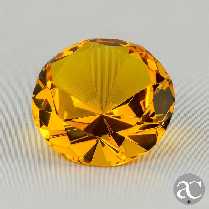 Pisa-papéis cristal Rosenthal, em forma de diamante, Cor Âmbar, 8,2 cm ...