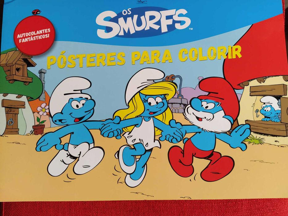 Bloco c/ 16 posters tam.A3 p/ colorir + autocolantes Os Smurfs Rio de ...
