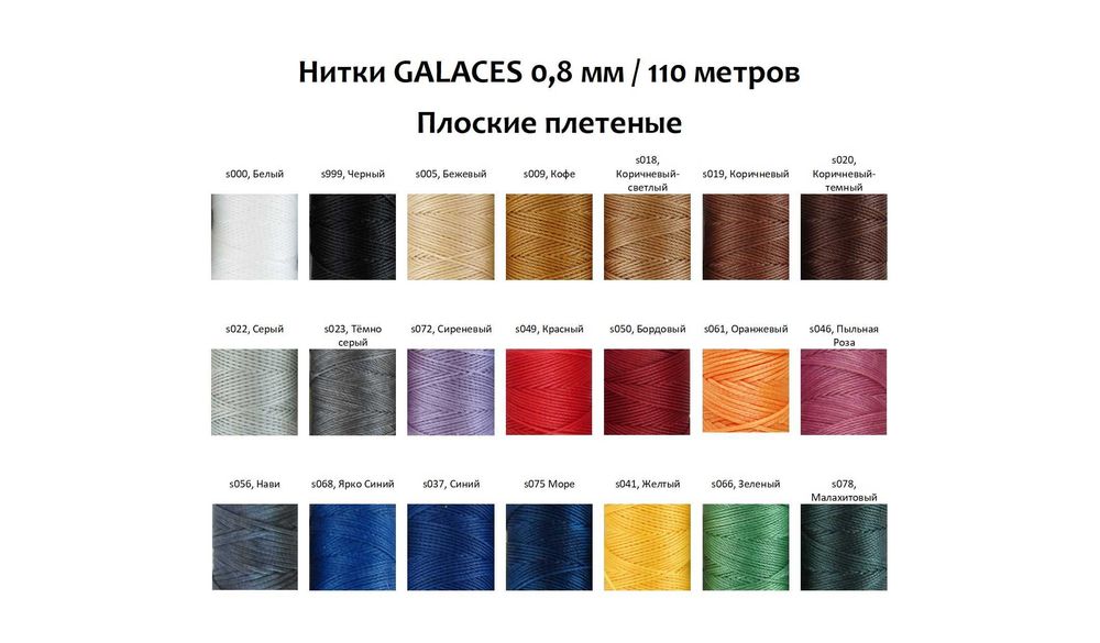 Нитки Galaces 0,8мм / 110м плоские плетеные для шиття шкіри міцні: 80 ...