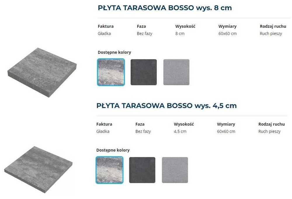 Duża płyta tarasowa, chodnikowa, najazdowy BOSSO Polbruk 60x60 cm HIT ...