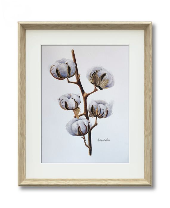 Картина аквареллю Гілочка бавовни 700 грн Живопись Одесса на Olx