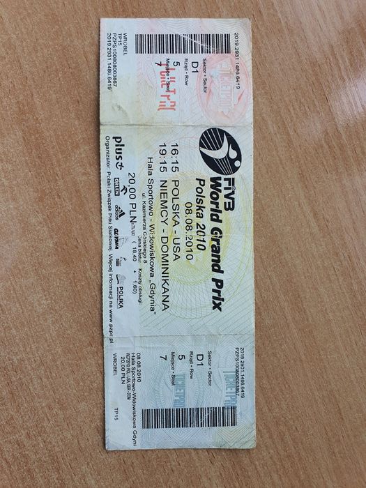 Kolekcjonerski Bilet wstępu na mecz siatkówki kobiet Polska-USA ...