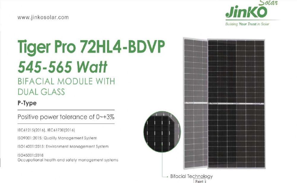 Panele Fotowoltaiczne JINKO SOLAR JKM550M-72HL4-BDVP-SF Okazja, Hit. Dęblin • OLX.pl