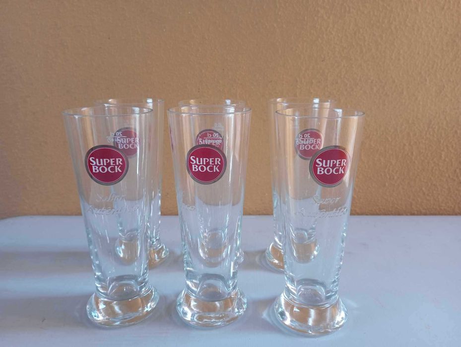 Conjunto 6 copos cerveja Super Bock - 2 conjuntos disponíveis Santa ...