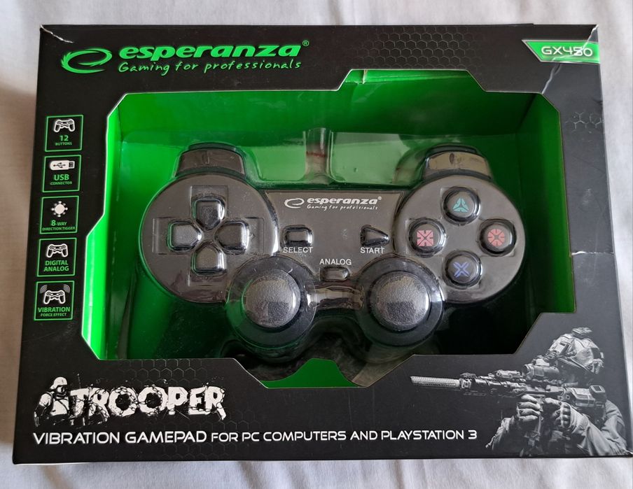 Nowy Gamepad PS3/PC USB Esperanza "Trooper" czarny Kraków Bieżanów-Prokocim • OLX.pl