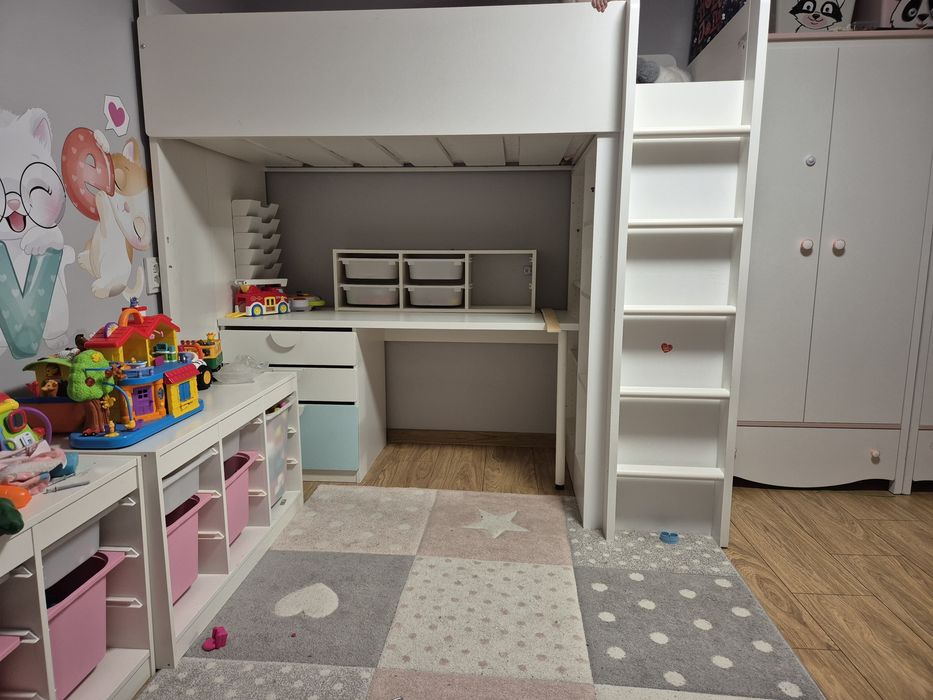 Łóżko piętrowe z biurkiem ikea SMASTAD Połczyno • OLX.pl