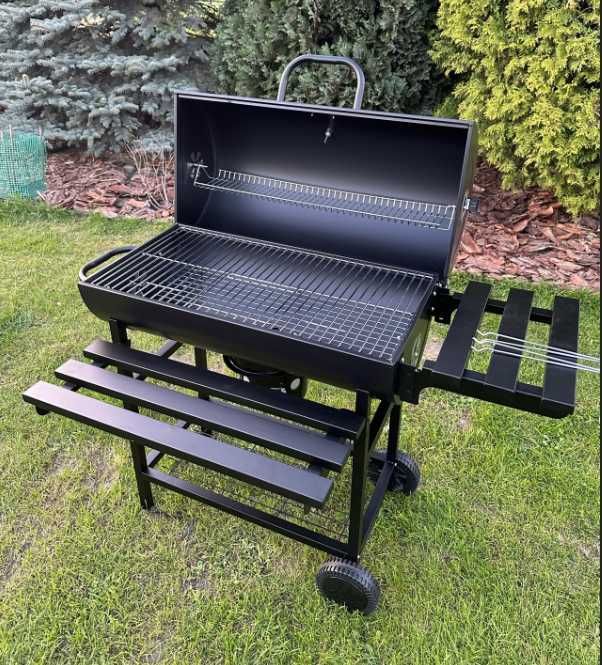 NOWY Duży Grill Ogrodowy Węglowy Z DUŻYM RUSZTEM 70x35 cm Beczka Gdańsk ...