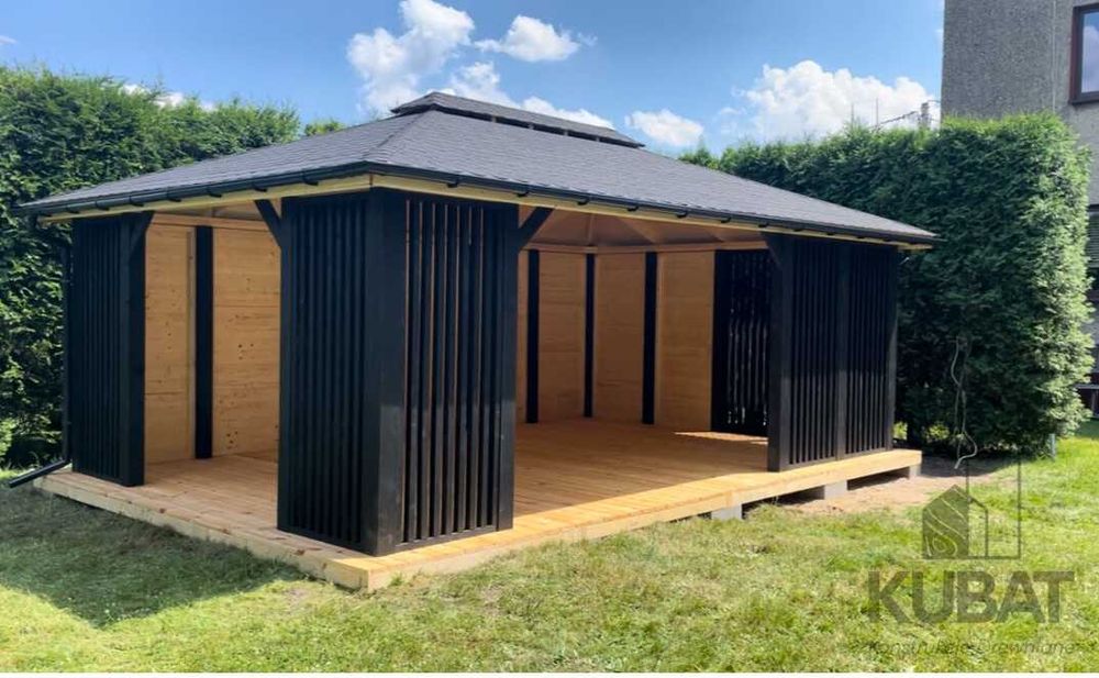 Nowoczesna altanka drewniana 4x6 | altana z lamelami | altana ogrodowa ...