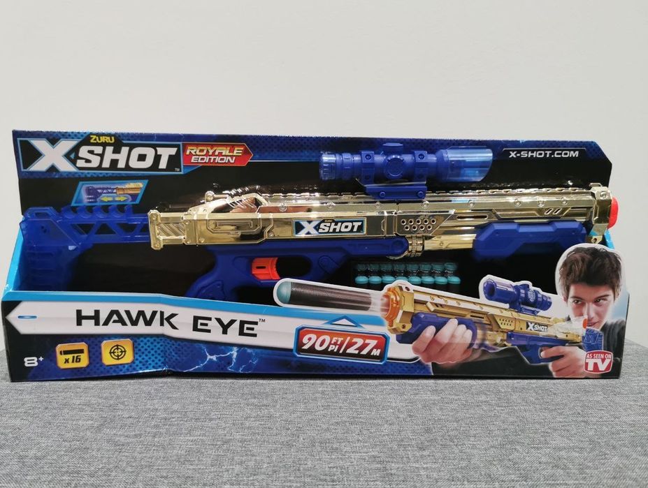 Швидкострільний бластер Zuru X-Shot Excel Hawk Eye Golden + 16 патроні ...