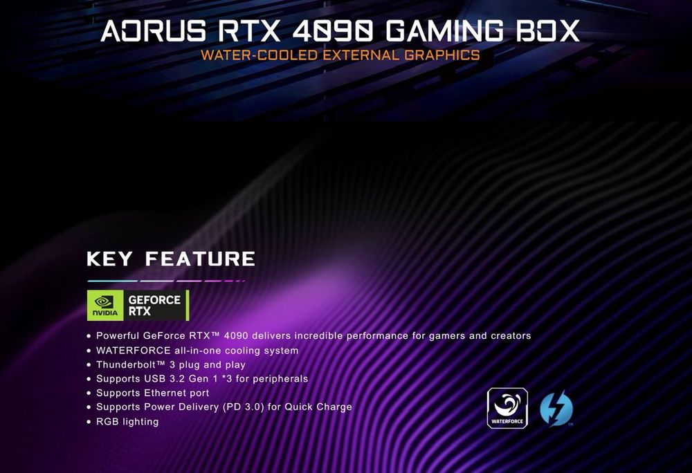 EGPU Графічна станція Aorus RTX 4090 BOX 24GB Water-cooled Gigabyte ...