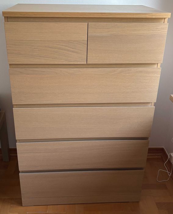 Komoda IKEA MALM 6 szuflad dąb bejcowany na biało Legionowo • OLX.pl
