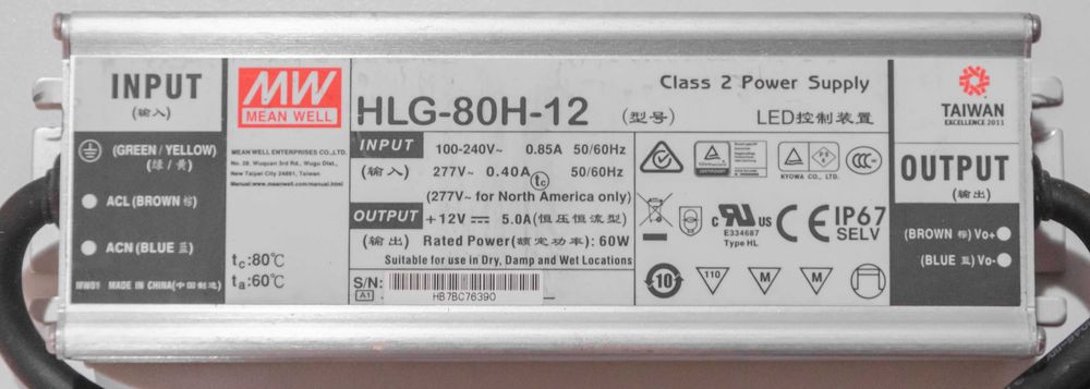 Sterownik Transformator Zasilacz LED Mean Well HLG-80H-12 Częstochowa ...