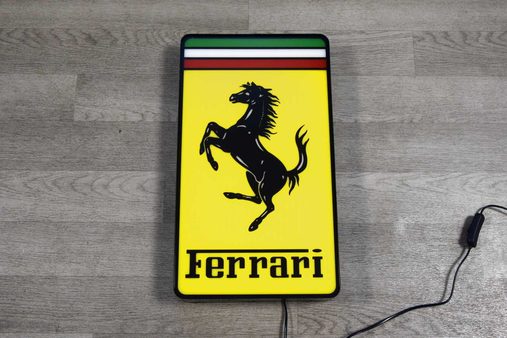 LED Neon FERRARI, Logo 3D, Emblemat, Symbol, Reklama, Baner, Prezent ...
