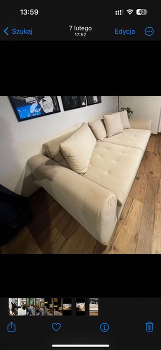 Sofa Royal beżowa z funkcją spania i pojemnikiem na pościel BRW Bytom ...