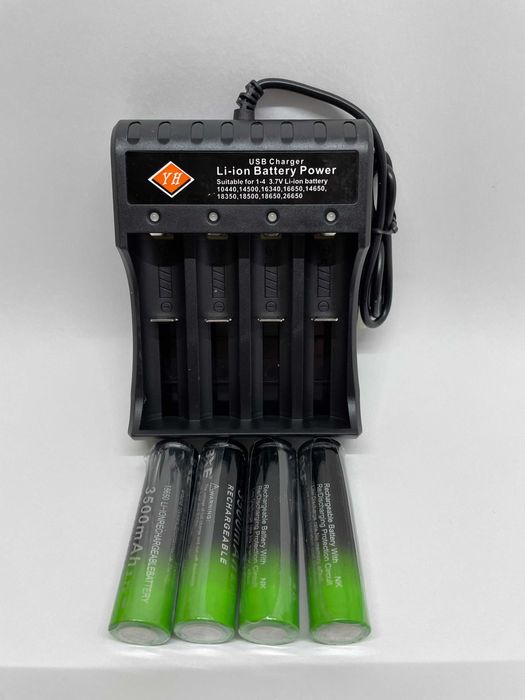 Зарядка для акумуляторів USB Charger YH 18650 + 4 АКБ 18650 (3500mah ...
