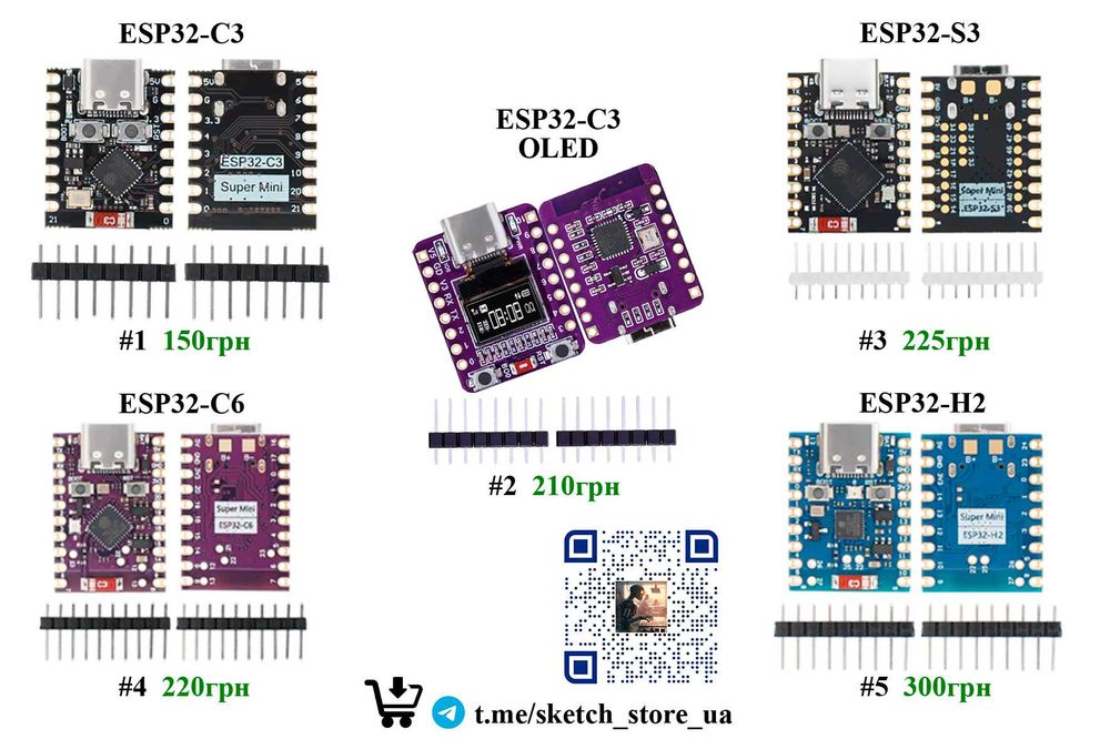 Модуль ESP32-C3, C3 OLED 0.42, S3 Super Mini Wi-Fi + Bluetooth: 150 грн ...