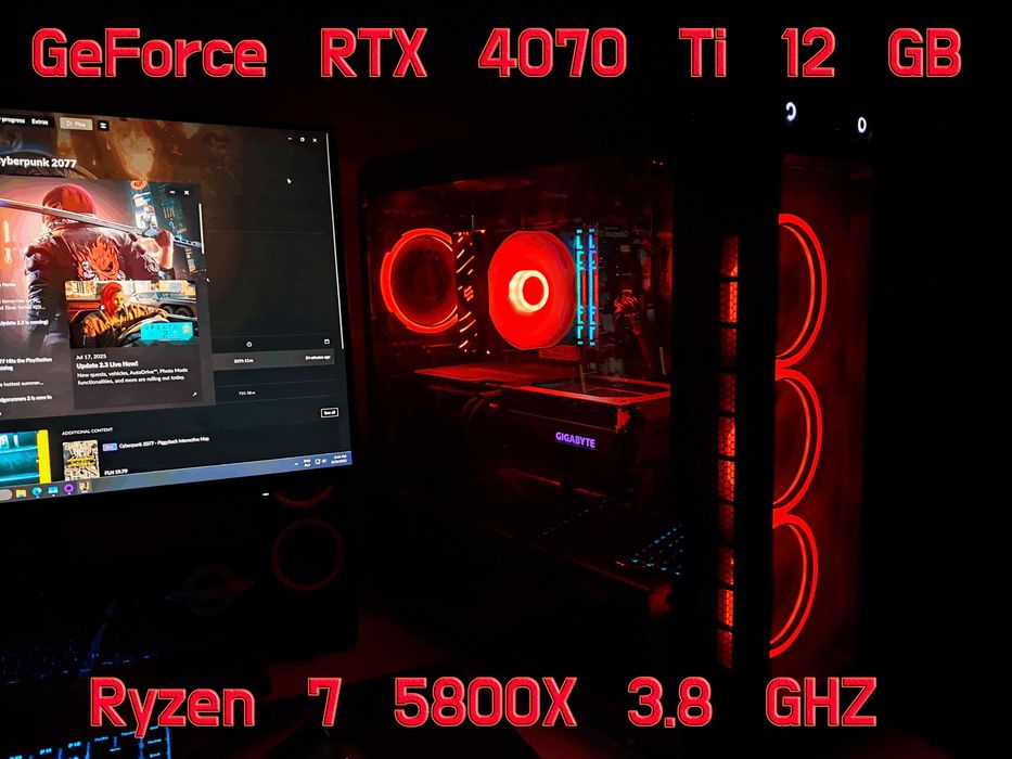 Komputer RTX 4070 Ti / R7 5800X / 32 GB DDR4 3200MHZ / RGB (video ...