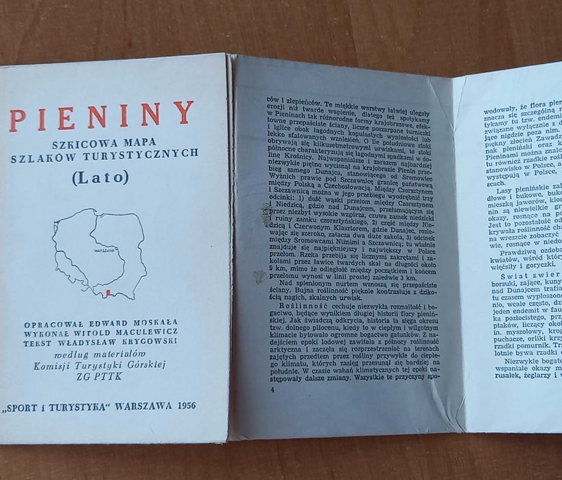 Historyczna mapa Pienin. Szkicowa mapa szlaków turystycznych Kraków ...