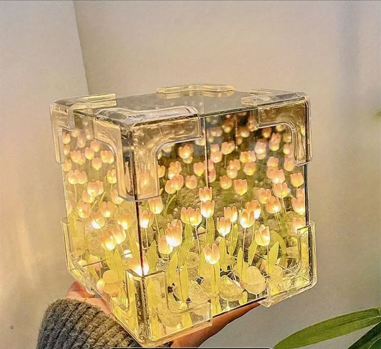 Нічник з тюльпанами [скляний куб] конструктор 225 грн Освітлення Золотоношка на Olx