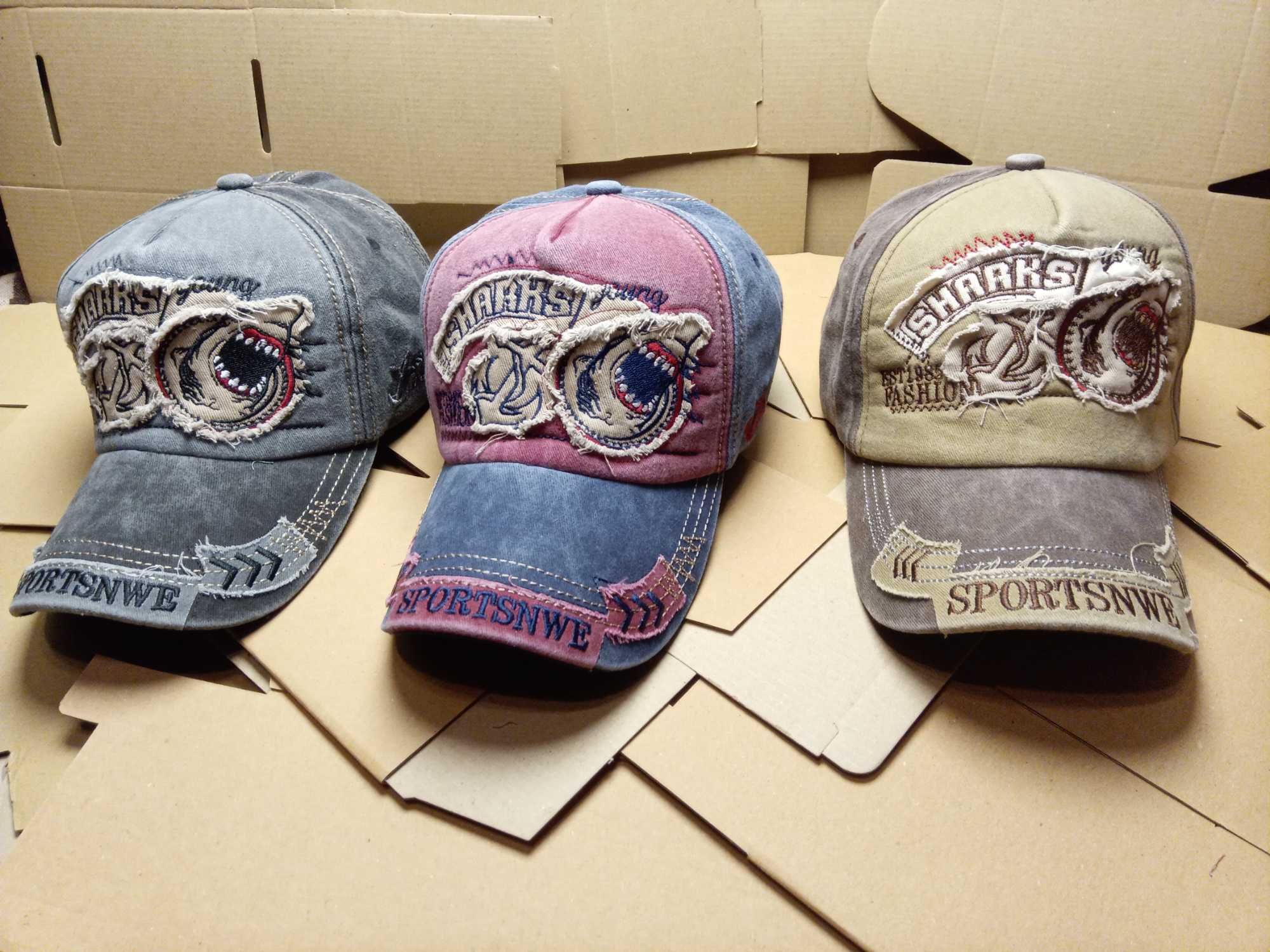 Бейсболка SHARKS джинс кепка casual vintage унисекс чоловіча жіноча ...