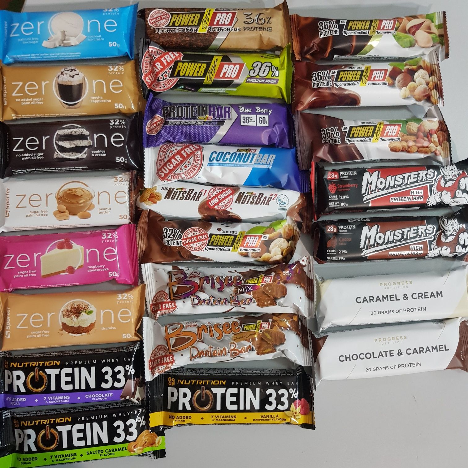 Протеиновый батончик без сахара Go On Protein Bar 33% и Zero One 50г ...