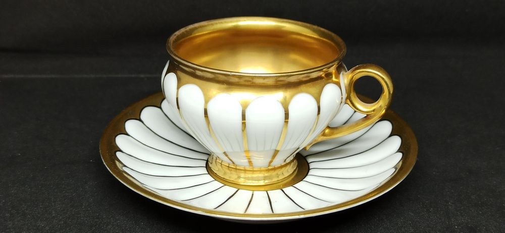 Porcelana Bawaria Hertel Jacob REHAU Duo MOKKA Złocona Kolekcjonerska ...