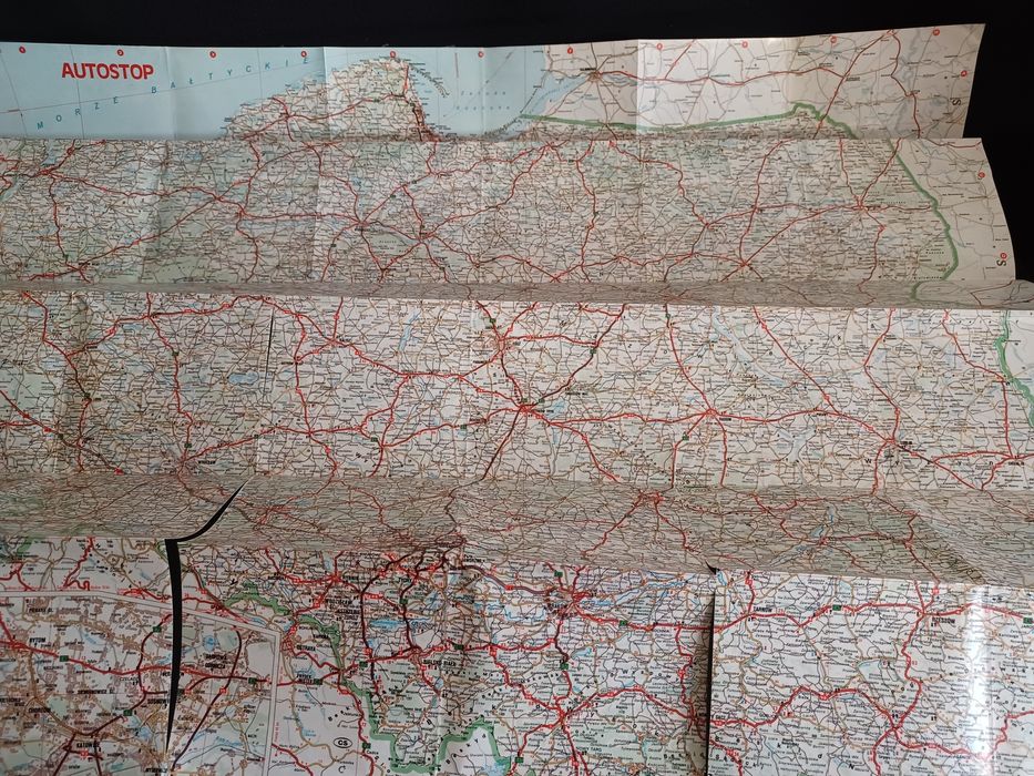 Mapa mapnik mapa samochodowa Polski PRL 1989 Łódź Śródmieście • OLX.pl
