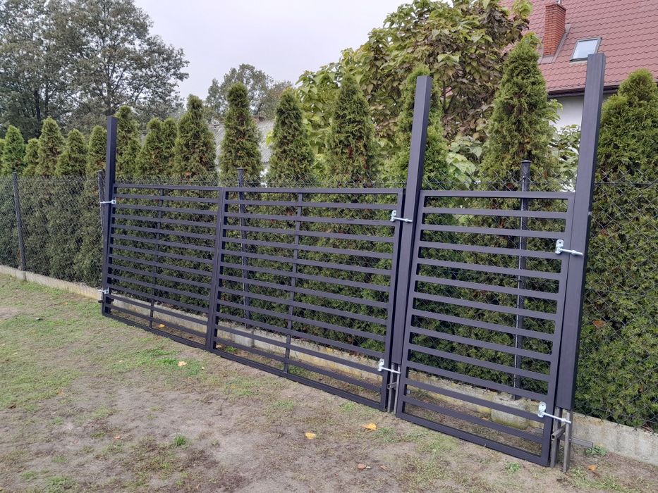 Brama Wjazdowa Palisadowa 4m+1m Ciężka Solidna Kompletny Zestaw ...