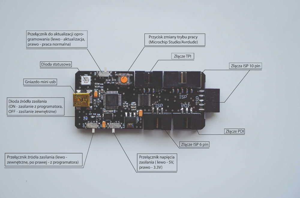 Programator USB AVR MKII MK2 AtMega XMega interf. PDI ISP TPI Arduino ...