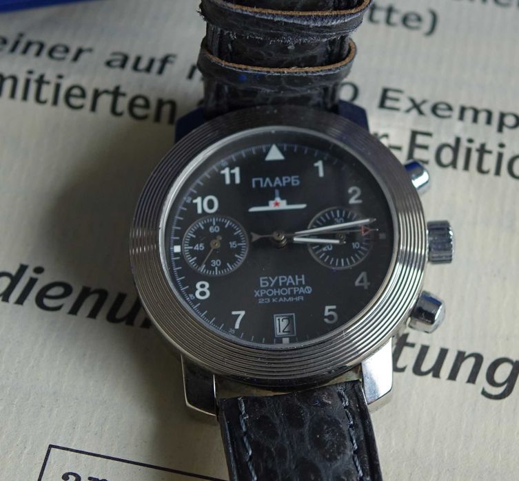 Poljot 3133 Buran chronograf 024/980 Uboat + dokumenty opakowanie ...