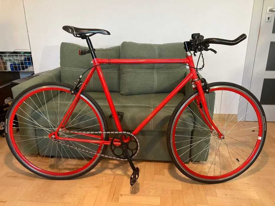 Rower single speed czerwony (miejski/szosowy) z wolnobiegiem Warszawa ...
