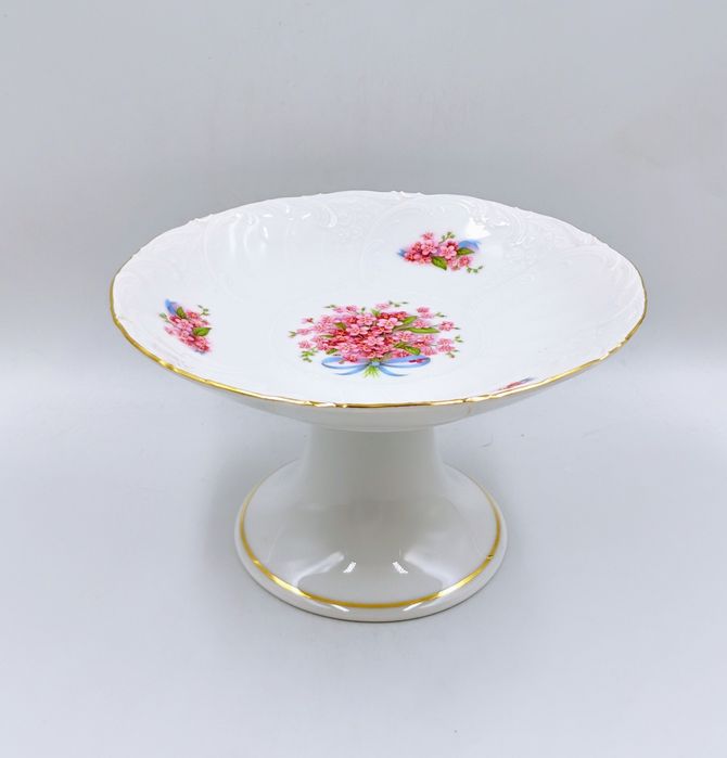 Patera paterka Seltmann kwiaty bukiety porcelanowa retro reliefy antyk ...