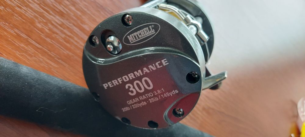 Zestaw wędka, multiplikator Mitchell Performance Boat, akcesoria. Wyry ...