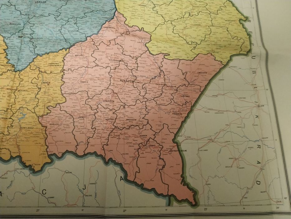 Polska mapa administracyjna Wojskowe Zakłady Kartograficzne 1955r ...
