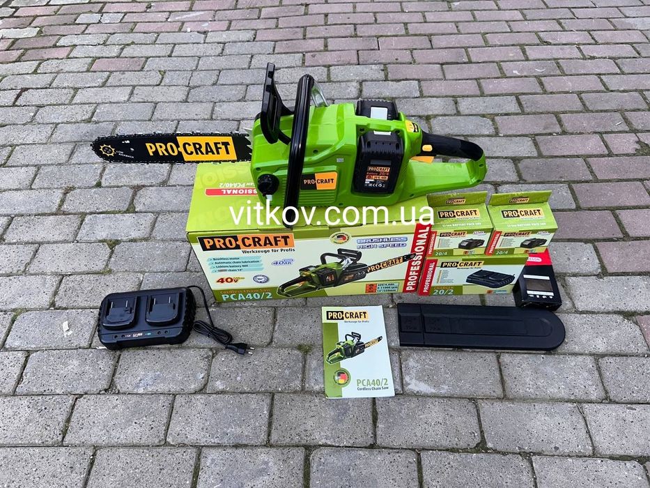 Акумуляторна ланцюгова пилка Procraft PCA 40/2 з 4А і ЗП: 6 900 грн ...