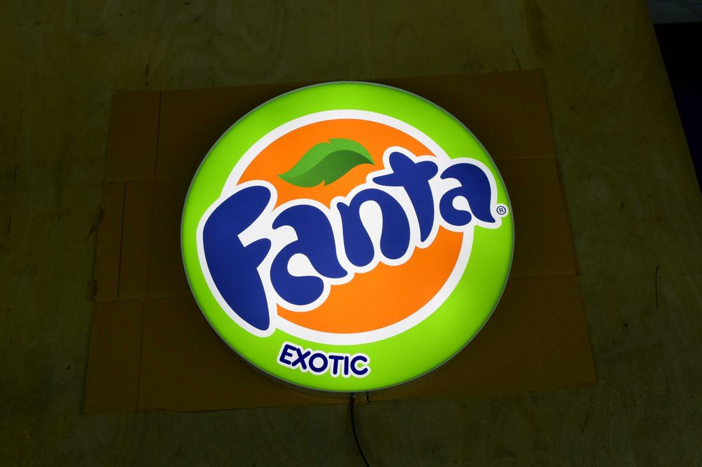 LED Neon FANTA EXOTIC, Logo, Reklama do sklepu, Podświetlany Kaseton ...