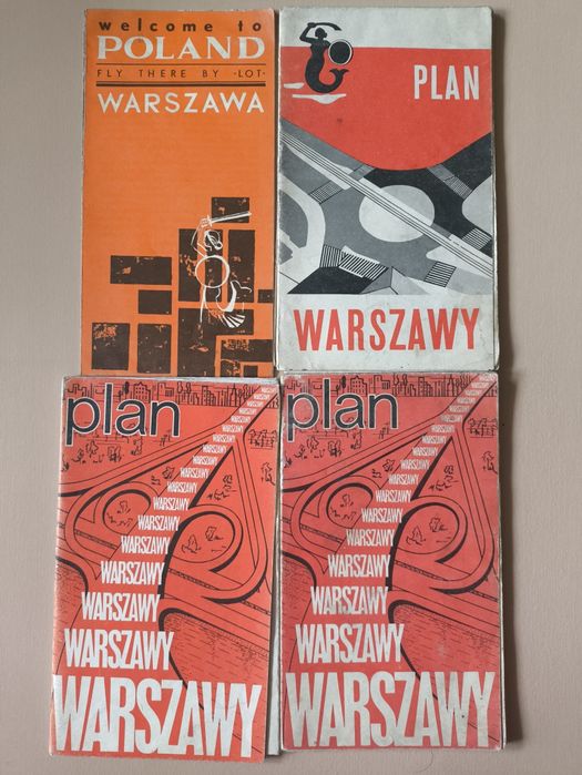 OKAZJA 4x mapa Warszawa plan Warszawy LOT 1973 Kraków Mistrzejowice ...