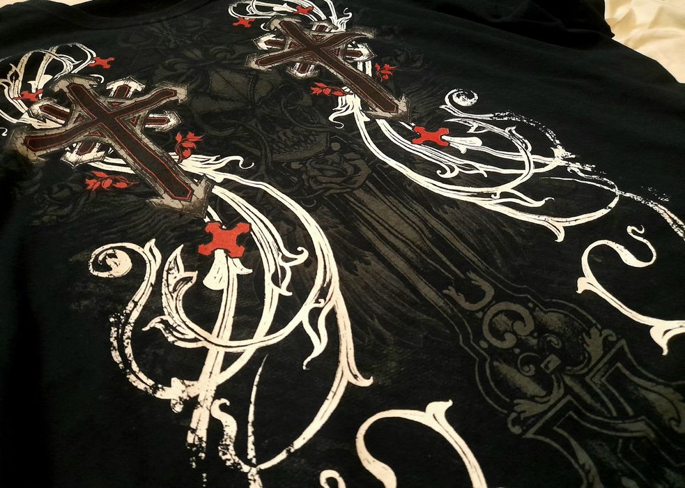 Футболка Hybrid Vintage Skull Cross / Y2K / Affliction style: 675 грн ...