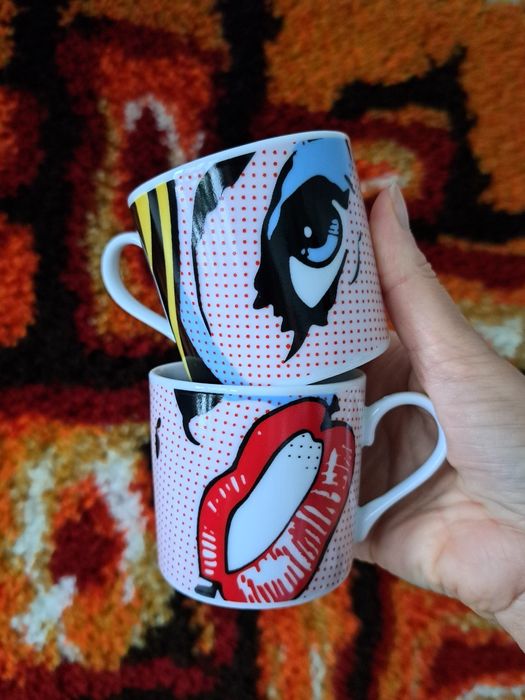 2 filiżanki,porcelana,design,Pop Art,ceramika,vintage,Flo Bydgoszcz ...
