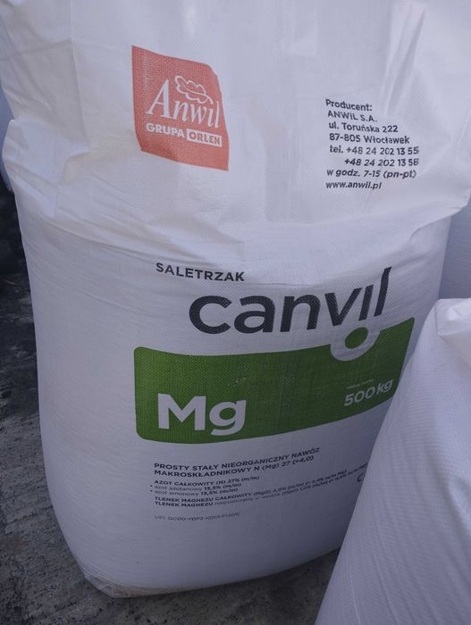 Saletrzak Canvil z magnezem BigBag - nawóz azotowy. 1t/brutto, na miej ...